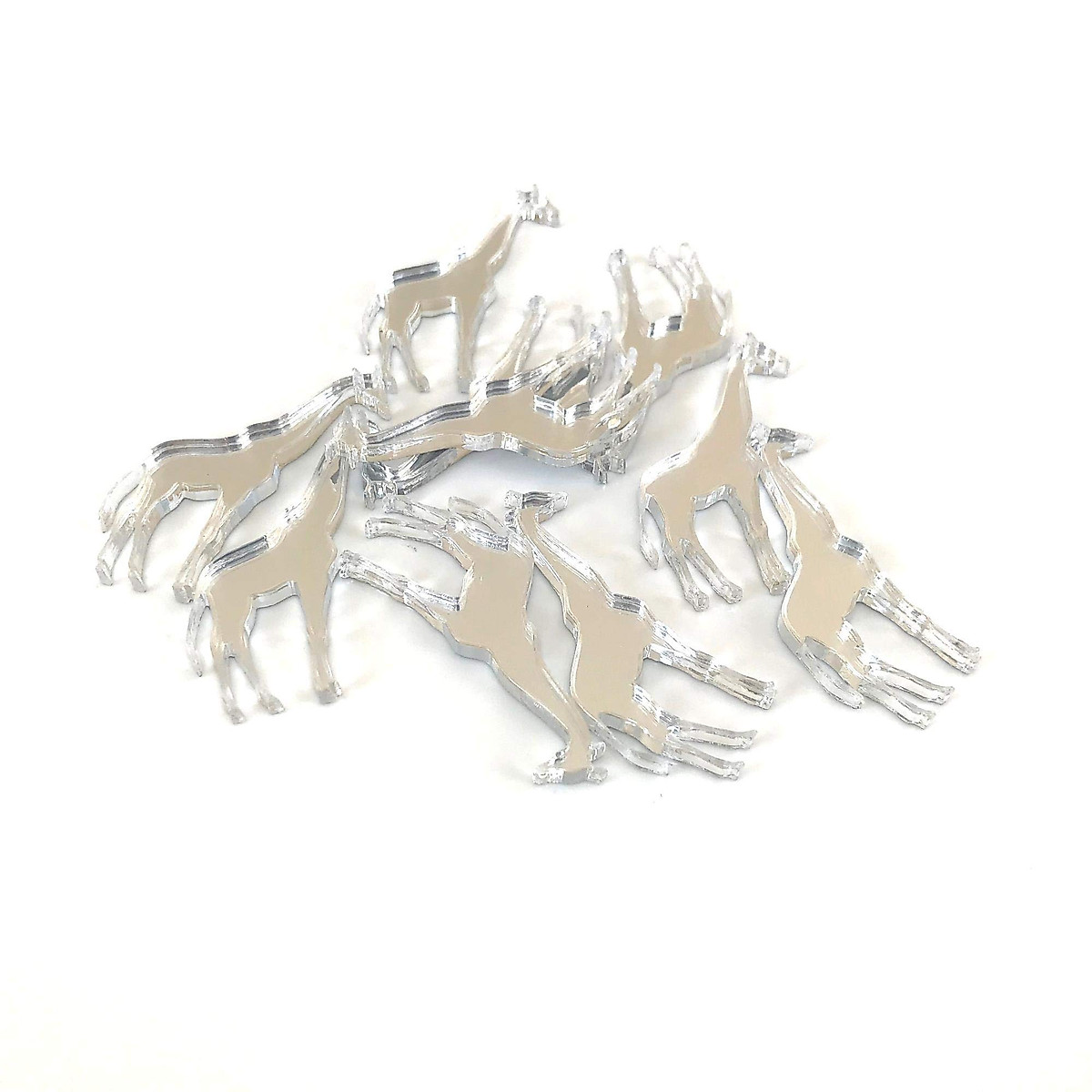 Super Cool Creations Giraffe Shaped Crafting Mirrors, Set of 10, Many Colours, Shatterproof Acrylic, Red Mirror, Pack of 10 x 8cm