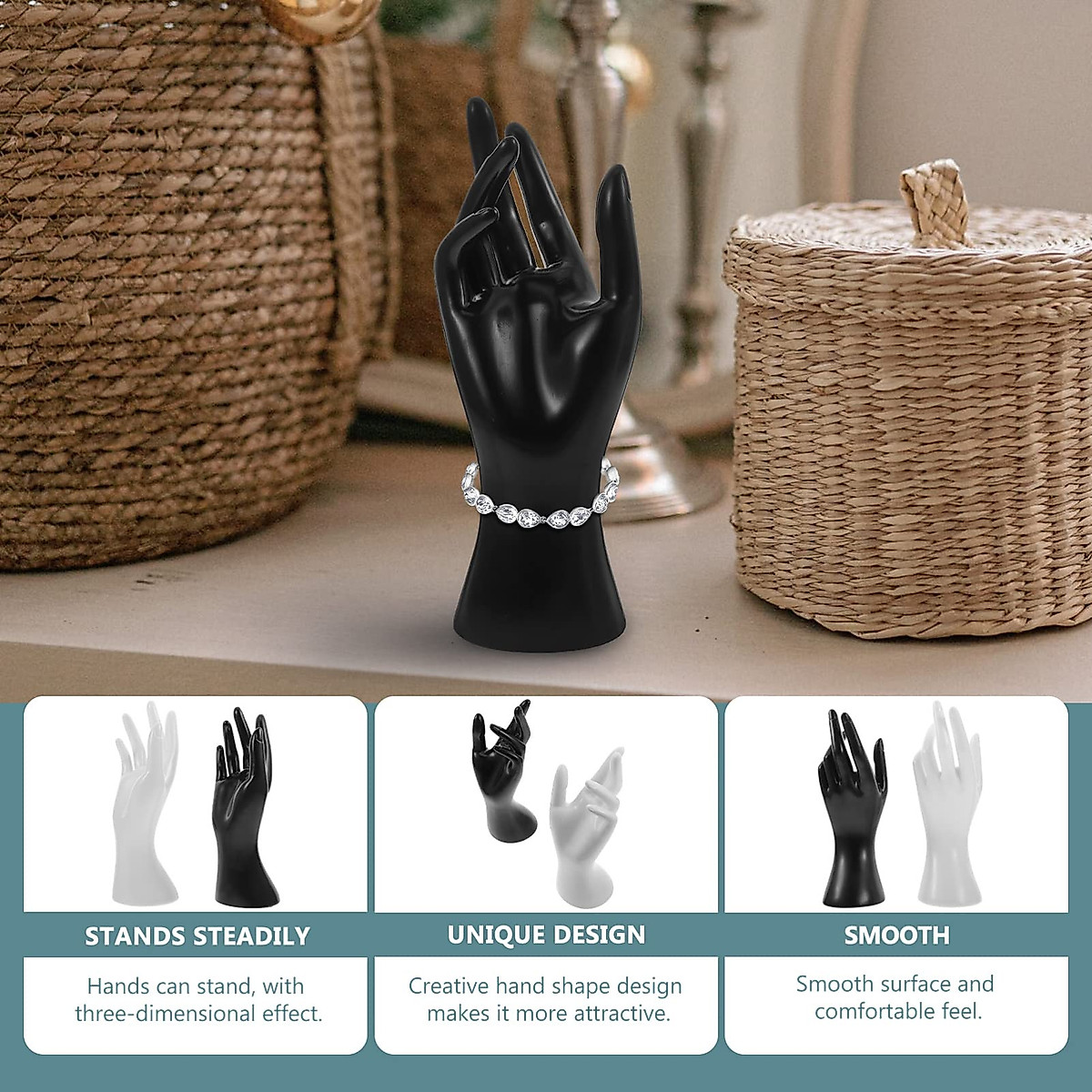Cabilock 2pcs Hand Mold Ornaments Hand Jewelry Display Holder Mannequin Hand Display Necklace Holder Desktop Stand Bracelet Display Stand Female Mannequin Vinyl Human Body Wristband White