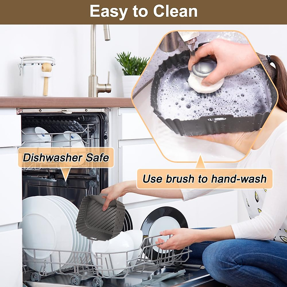 BYKITCHEN Silicone Air Fryer Liners for Ninja SL401/DZ201/DZ401/DZ550 Double Stack 2 Basket Air Fryer, Rectangle Perforated Dual Air Fryer Silicone Liners, Ninja DoubleStack XL Air Fryer Accessories