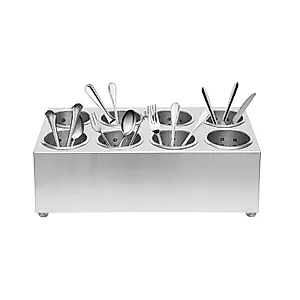 DYRABREST 8 Holes Kitchen Flatware Organizers Commercial Flatware Cylinder Holder Stainless Steel Utensil Storage Caddy Drying Rack Countertop Silverware Organizer for Restaurant Hotel Buffet