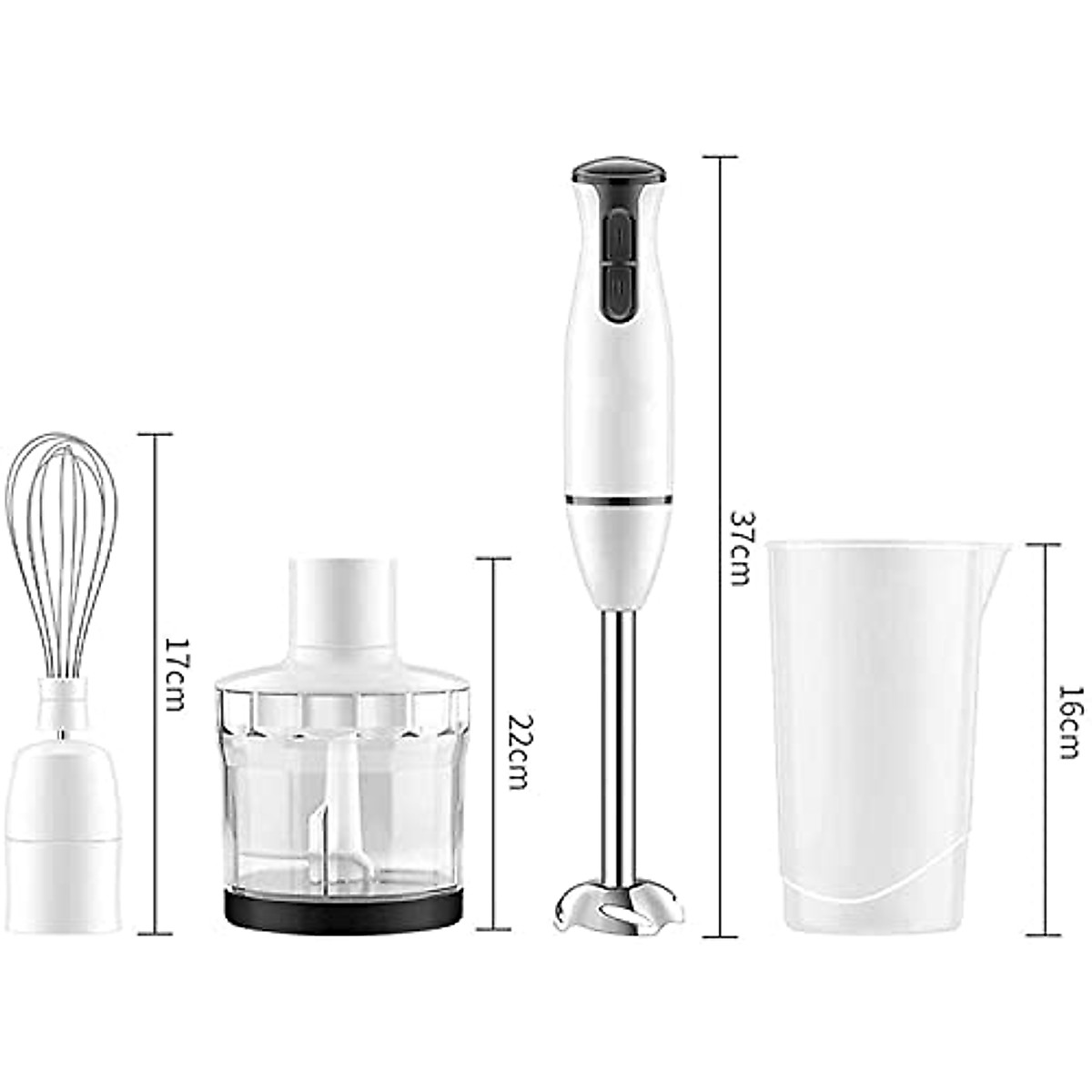 MXJCC Hand Blender, Blender Handheld with Stainless Steel Blade, Milk Frother for Smoothie, Baby Food, Sauces,Puree, Soup (Color : White)