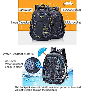 Camo-print Boys Backpack School Bags for Girls Primary & Middle School Backpack with Lunch Case Pencil Pouch Nylon Wear-Resistant Kids Bookbag