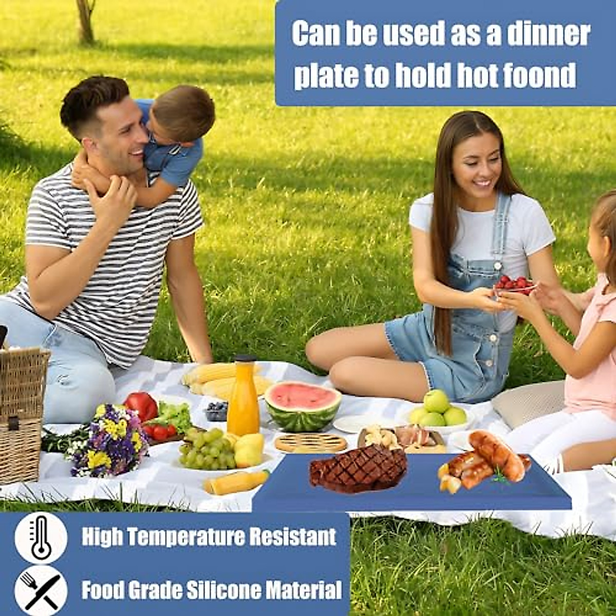 28" Silicone Griddle Mat for Blackstone, Food Grade Silicone/Unique Wave Pattern Design Griddle Accessories for Blackstone, Protective Mat for Griddle Surface, Grill Mat for outdoor grill-Blue