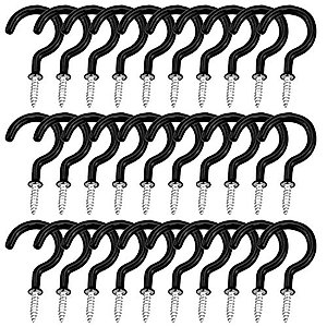 30 Pack Multi-Function Wall Hooks Garage Hooks Cup Hooks for Indoors Outdoors (Black, 2 inch)