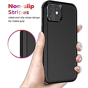 Diverbox for iPhone 12 case [Shockproof] [Dropproof] [Tempered Glass Screen Protector],Heavy Duty Protection Phone Case Cover for Apple iPhone 12 (12-Black-3in1)