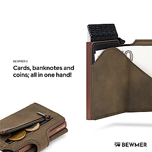 BEWMER 2 Shielded Credit Card Wallet for Men & Women | Anti-Cloning Protection Slim Rfid Wallet For Men | Credit Card Holder Minimalist Mens Wallet with Money Clip & Coin Holder