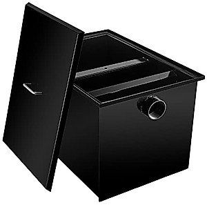 VEVOR Commercial Grease Interceptor 50 LB, Carbon Steel Grease Trap 25 GPM, Grease Interceptor Trap with Side Water Inlet, Under Sink Grease Trap for Restaurant Canteen Factory Home Kitchen