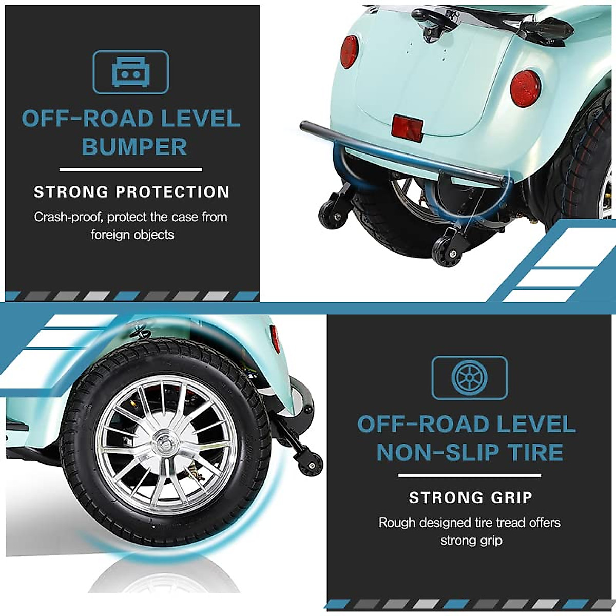 Mobility Scooters for Seniors, 4 Wheel Powered Mobility Scooters, Electric Wheelchairs for Adults, Electric Powered Wheelchair Device, Long Range Power Extended Battery for Travel（Green）