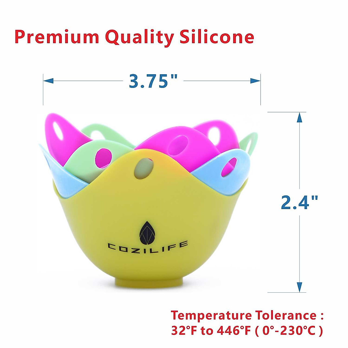 Egg Poacher – COZILIFE Silicone Egg Poaching Cups with Ring Standers, For Microwave or Stovetop Egg Cooking, Kraft Box Packing, BPA Free, Pack of 4