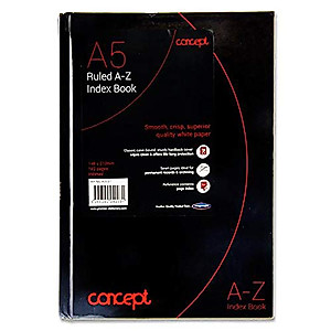 Premier Stationery C3242031 A5 Concept 192 Page A-Z Index Hardback Notebook