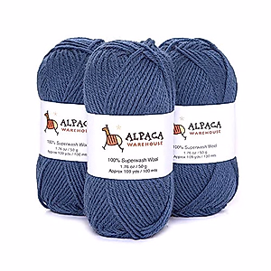 100% Pure Wool Yarn Superwash Set of 3 Skeins (150 Grams) DK Weight - Sourced Directly from Peru - Heavenly Soft and Perfect for Knitting and Crocheting (Steel Blue)