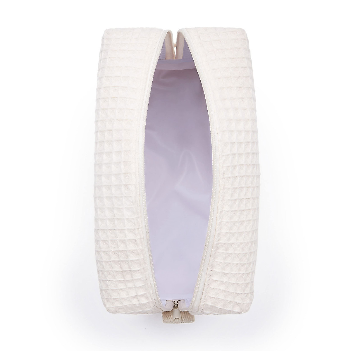 WEDDINGSTAR Women's Customizable Cotton Waffle Makeup Bag - Script Font Black