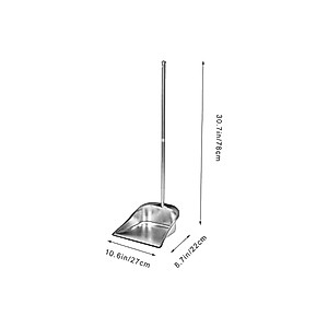 MOBUTOFU Stainless Steel Trash Shovel Long Handle Dustpan Household Dustpans Standing Dustpan Practical Dustpan Heavy Duty Dust Pan Dustpan for Cleaning Commercial Broom Tin Dustpan
