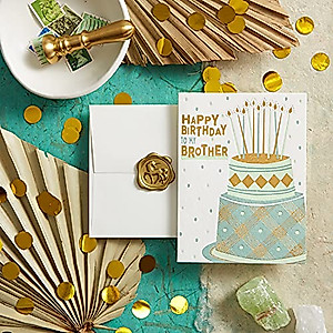 NIQUEA.D Happy Birthday Card, To My Brother Cake Letter Press (NB-0219), (4.125 x 5.5) Vertical