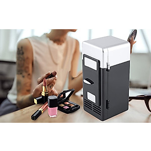 Mini Fridge,Portable Cooler and Warmer, Portable LED Mini USB Refrigerator Drinks Beverage Cans Refrigerator, Mini Fridge for Bedroom Car Office Desk Dorm Room