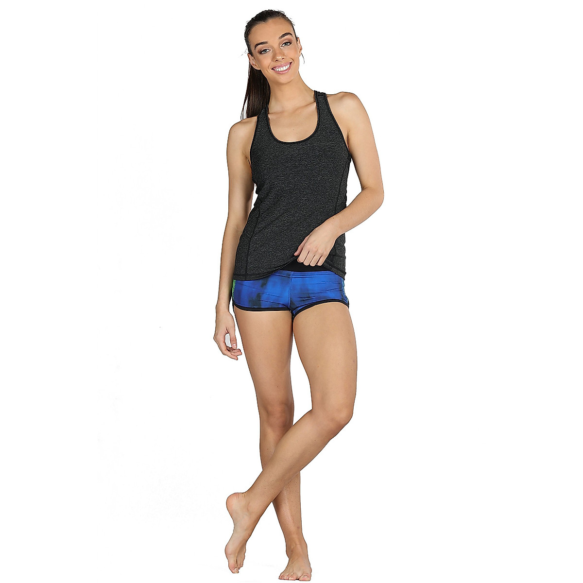 icyzone Workout Tank Tops for Women - Racerback Athletic Yoga Tops, Running Exercise Gym Shirts(Pack of 3)(M, Black/Granite/Green)