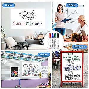 Seajan 6 Pack Dry Erase Whiteboard Sticker Rolls 17.7 x 78.7 Inches White Board Wallpaper Peel and Stick Adhesive Board Wall Decal Dry Erase Contact Paper with 24 Markers for School Office Home