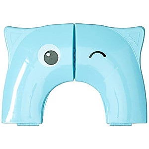 Travel AID Folding Portable Potty Training Toilet Seat Cover Liner, Portable Reusable with Non-Slip Silicone Pads and Carry Bag, for Babies, Toddlers, Kids, Owl Shape (Blue)