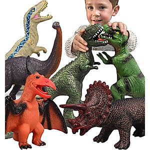 Gzsbaby 6 Piece Jumbo Dinosaur Toys for Kids and Toddlers, Dinosaur Toys for Kids 3-5, Large Soft Dinosaur Toys for Dinosaur Lovers - Perfect Dinosaur Party Favors, Birthday Gifts