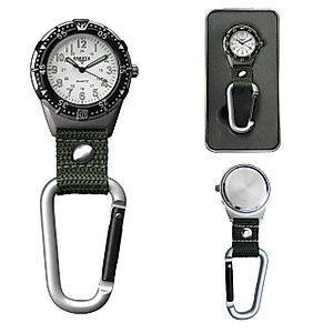 Dakota Backpacker Clip, Watch, Lightweight watch, Outdoor Gifts for Men and Women, Use for Fishing, Hunting, Golf and More, Tactical, Watch-Green