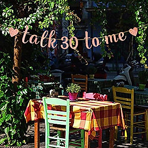 INNORU Glitter Talk 30 To Me Banner - Happy 30th Birthday Anniversary Sign - Cheers to 30 Years Party Bunting Decorations Rose Gold