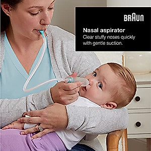 Braun Manual Nasal Aspirator – Quickly and Gently Clear Stuffed Infant Noses - Toddler and Baby Nasal Aspirator with Two Nose Tips