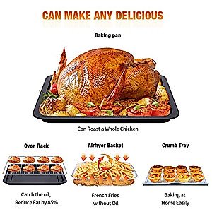 Geek Chef Air Fryer, 6 Slice 24.5QT Air Fryer Toaster Oven Combo, Roast, Bake, Broil, Reheat, Fry Oil-Free, Extra Large Convection Countertop Oven, Accessories Included, Stainless Steel, ETL Listed, 1700W