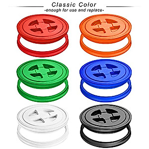 Aodaer 6 Pieces 5 Gallon Seal Lid Bucket Lids Leak Proof Screw Top Sets Plastic Storage Bucket Seal Lids for Cereals Grain Pet Food Coatings Paint Storage, Black, Red, Green, White, Blue, Orange