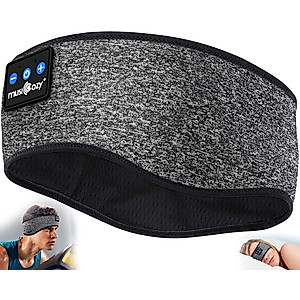 MUSICOZY Sleep Headphones Bluetooth Headband, Wireless Music Sleeping Headphones Sleep Mask Earbuds IPX6 Waterproof with Mic for Side Sleepers Workout Running Travel Yoga, Pack of 2