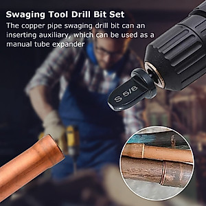DIRBUY 6PCS Swadge Tool HVAC Air Conditioner Copper Pipe Tube Expander with 1/4", 3/8", 1/2", 5/8", 3/4", 7/8", Bits Swaging Tool Drill Bit Set