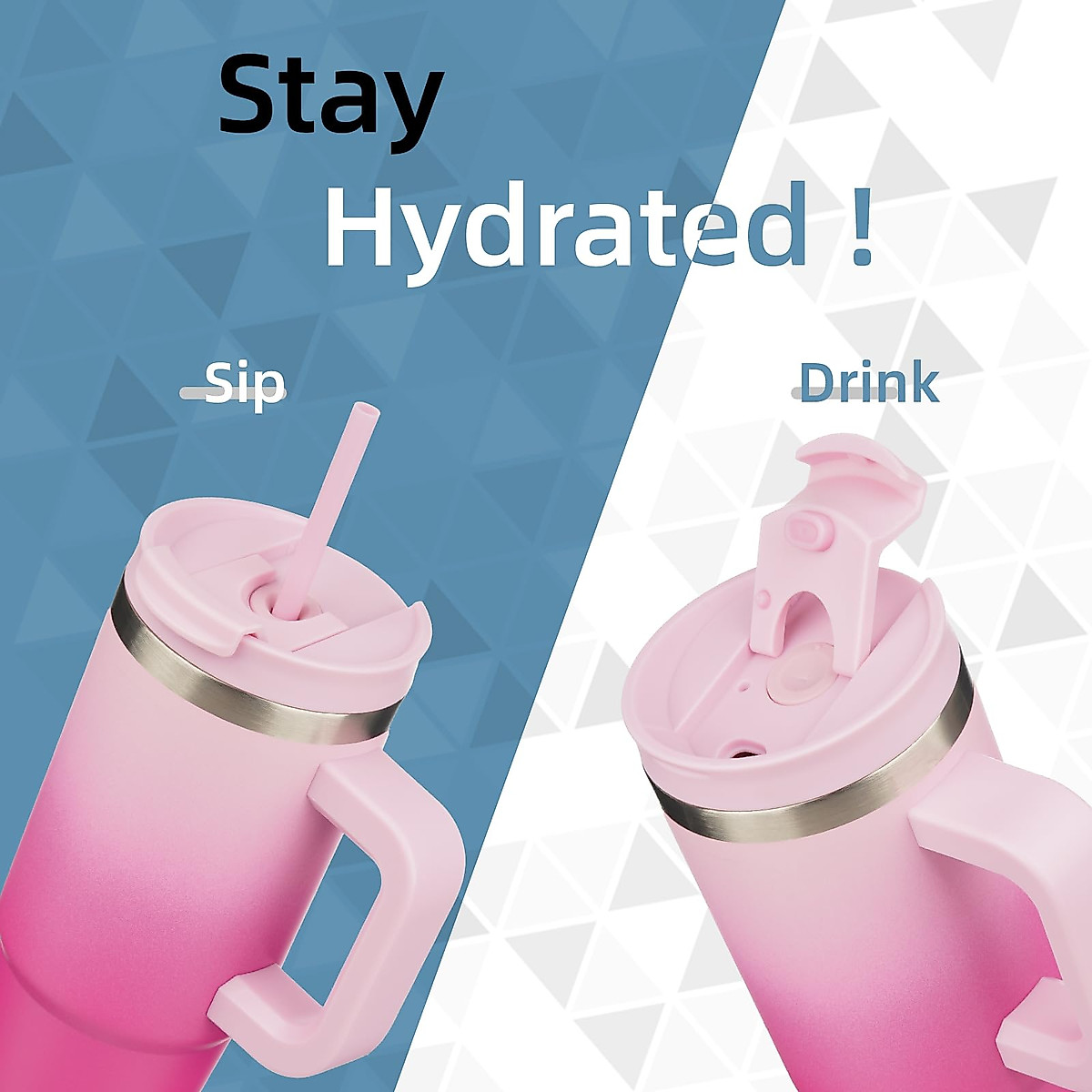 Konokyo 30 oz Tumbler with Handle and 2 Straws,2 in 1 Lid Insulated Water Bottle Stainless Steel Travel Coffee Mug,Cherry Blossoms