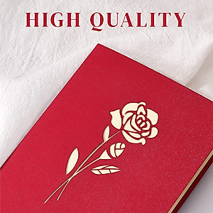 VUDECO Rose 3D Pop Up Happy Birthday Card Women Men Kid With Envelope Anniversary Card Wife Husband, Mothers Day Card Mom Greeting Card Wedding Thank You Card Thinking You Card Valentine Day Card