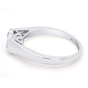 SAVEARTH DIAMONDS 3/4 Carat Lab Created Moissanite Diamond Solitaire Bezel Set Engagement Wedding Ring In 14K White Gold Over Sterling Silver Jewelry For Women (G-H Color, 0.75 Cttw) Size : 7