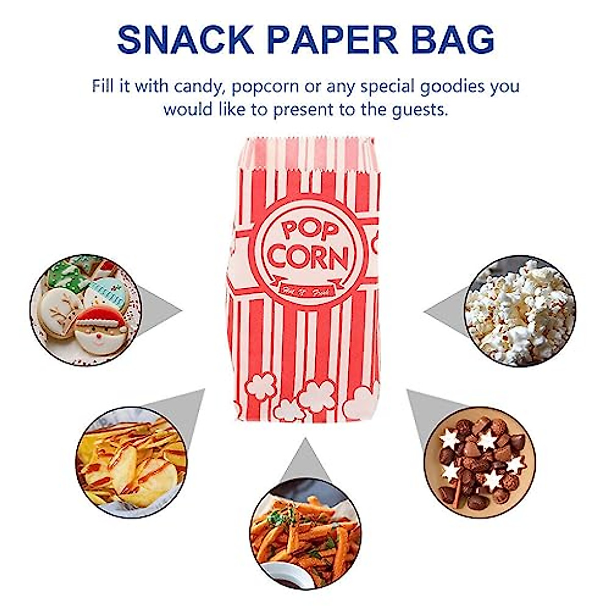 iplusmile Food Containers Popcorn Bags 20pcs Carnival Paper Popcorn Bags Snack Bags Individual Servings Popcorn Machine Accessories for Popcorn Bars Movie Nights Concessions