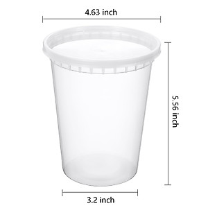 SHOPDAY Deli-Containers-with-Lids-32 Oz [50 Sets] - Plastic-Food-Storage-Containers-with-Airtight-Lids, Freezer-Containers-for-Meal-Prep, BPA-Free-Soup-Containers-for-Overnight Oats, To-Go-Containers