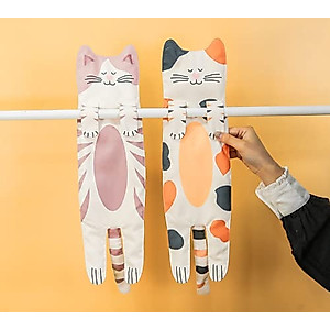 XIYUAN 2Pack 21in Bathroom Kitchen Fun Cat Hand Towel, Cute Cat Decorative Towel, Hanging Face Towel, Super Absorbent and Soft, for Cat Lovers, Home Sweet Home Gift (Pink Black)