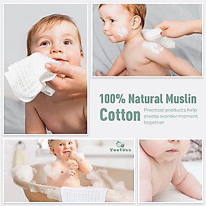 Yoofoss Muslin Burp Cloths 6 Pack Baby Washcloths Large 20''X10'' 100% Cotton 6 Layers Super Soft and Absorbent - White