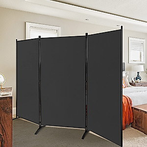 DORTALA 3-Panel Room Divider, Freestanding Folding Privacy Partition Screen with Steel Frame, Morden Room Divider for Separating Room in Bedroom, Office, Black