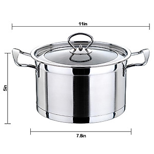 STOCKPOT Stock Pot with Lid - Stainless Steel Stockpot, Cooking Pot, Soup Pot with Lid, Small Pots for Cooking, Induction Pot Stew Pot Pozole Pot