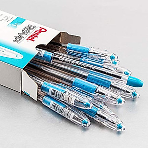 Pentel R.S.V.P. Ballpoint Pen, 0.7mm Fine Tip, Sky Blue Ink, Box of 12 (BK90-S)