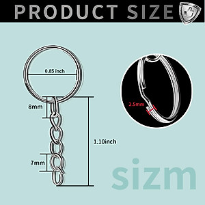 Teenitor Metal Split Keychain Ring Parts for Arts and Craft- 60 Key Chains 25mm with 26mm chains and 60pcs Open Jump Ring for Craft Key Ring