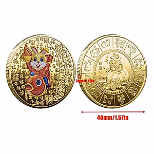 Naysku Chinese Zodiac Rabbit Commemorative, 2023 Years Chinese New Year Rabbit, 2023 New Year of The Rabbit Collectible Coin, Zodiac Rabbit Souvenir Coin Art Craft Decorations New Year Gifts