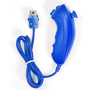 KIWITATA 2 Pack Wii Nunchuck Controllers, Wii Nunchuk Replacement Remote Joystick Gamepad for Wii Wii U Video Console(Red+Blue)