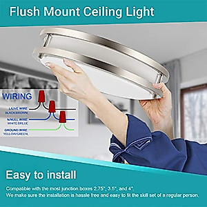 Drosbey 24W Dimmable LED Ceiling Light Fixture, Kitchen Light Fixtures, 10 inch Flush Mount Ceiling Lights for Bedroom, Bathroom, 5000K Daylight White, Super Bright 2400LM