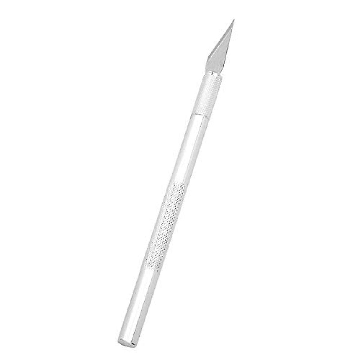 Art Knife, Carving Knife, Nonslip Stainless Steel Precision Knife Hobby Knife Wood Carving Artwork Craft Knife with 5 Spare Blades for Phone Repair, Art, Hobby, Scrapbooking, Stencil (Silver)