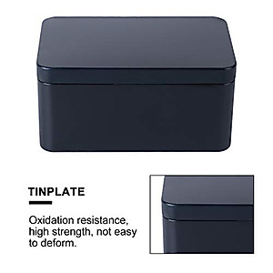 DOITOOL Metal Container Rectangular Tin Box with Lids, Portable Tea Storage for Tea, Candy, Candle, Jewelry - Black (13x8x6cm) Small Tin Box