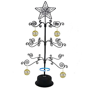 HOHIYA Metal Ornament Display Tree Stand Rotating Hanger 24 Inch Wire Hook Hanging for Halloween Christmas Balls Bauble Decorations Gift Craft Tabletop Black