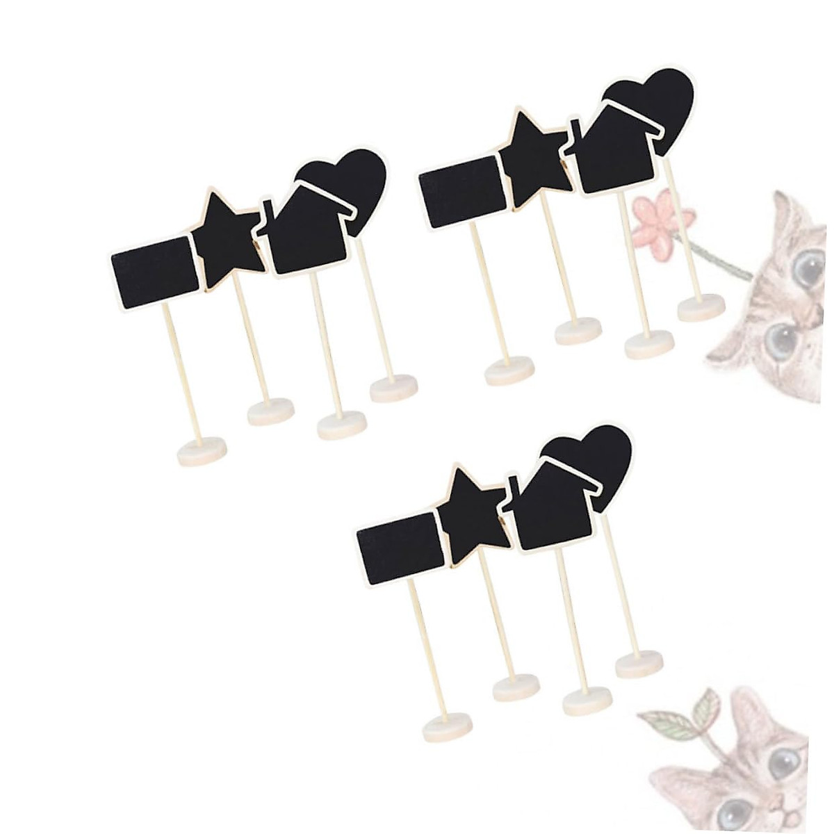 NUOBESTY 15pcs Mini Message Board Signs Mini Chalkboards Support Hanging Chalkboard Labels Wedding Sign Chalkboard Hanging Tag Mini Blackboard Easel Woodsy Decor with Base Bamboo Mini Table