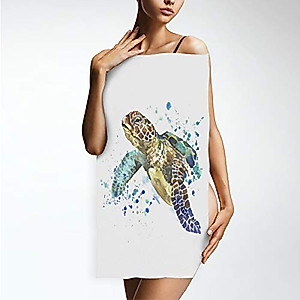 susiyo Watercolor Marine Animals Cute Sea Turtle Hand Towels Luxury Print Bathroom Towel Highly Absorbent Extra Soft Fingertip Towels Multipurpose Towels for Yoga Gym Spa Hotel Bathroom (30 x 15 inch)
