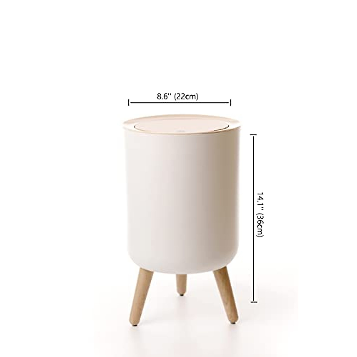 Trash Can | 7 Liter (1.8 Gallon) / 2 Liter (0.5 Gallon) | Push-to-Open Lid | Premium Plastic Wood Grain Nordic Minimalist Modern Waste Basket for Kitchen, Bathroom, Bedroom, Living Room, Office (1.8 Gallon (7L))